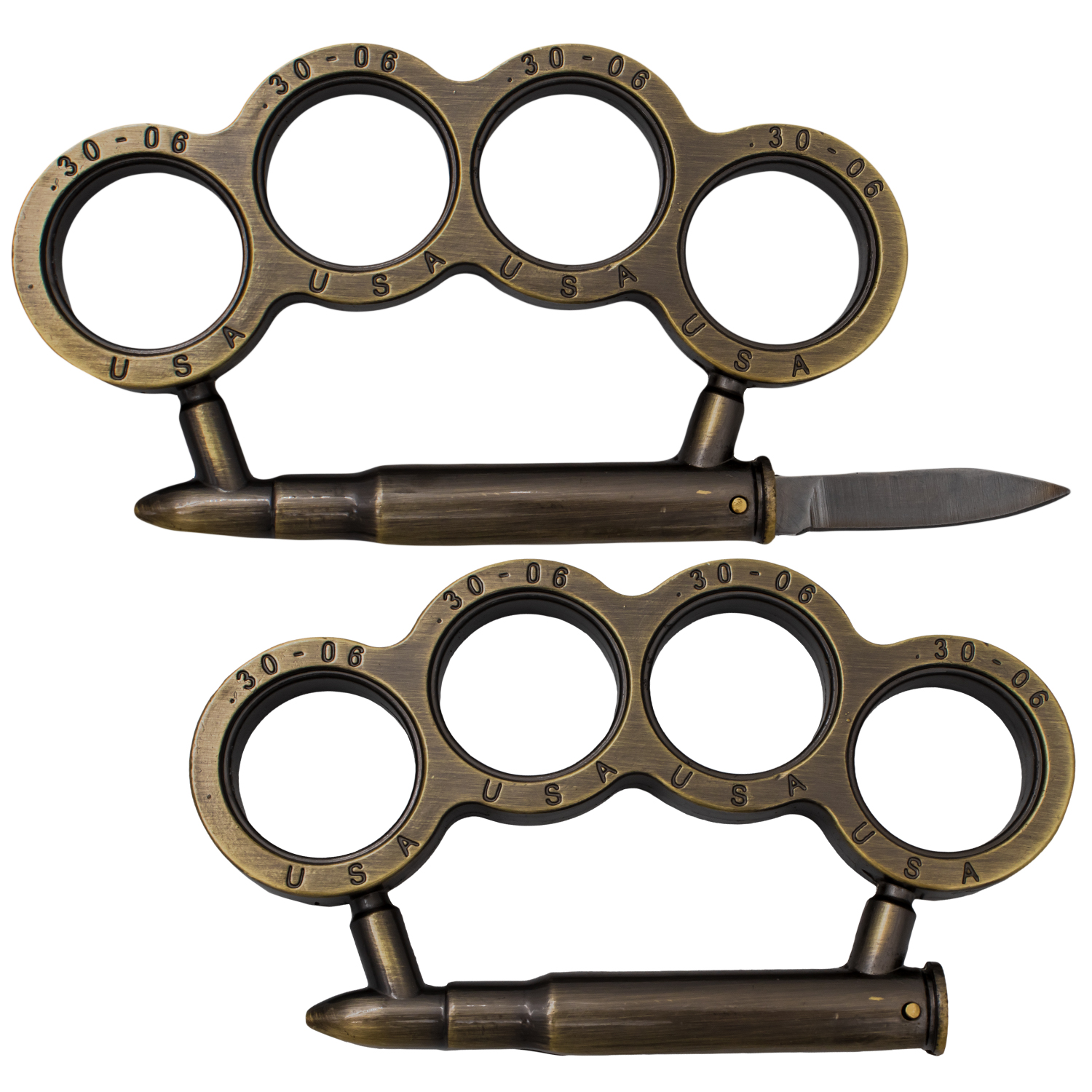 30 06 Caliber Bullet Brass Knuckle with Folding Knife 30 06 Caliber Bullet Brass Knuckle with Folding Knife