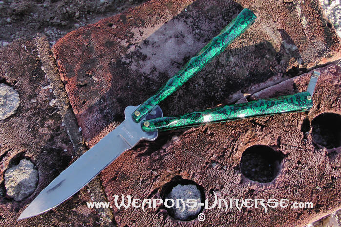 Green Grunge Diamond Cut Butterfly Knife Green Grunge Diamond Cut Butterfly Knife
